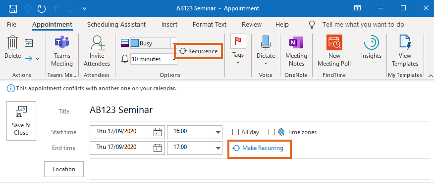 Make Outlook event recurring 1 Blackboard Help For Staff University make-outlook-event-recurring-1-blackboard-help-for-staff-university