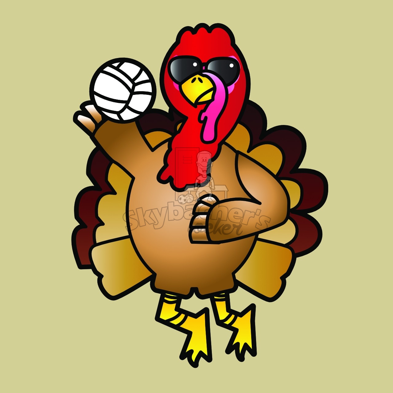 Cool Volleyball Turkey Cartoon - Skybacher's Locker