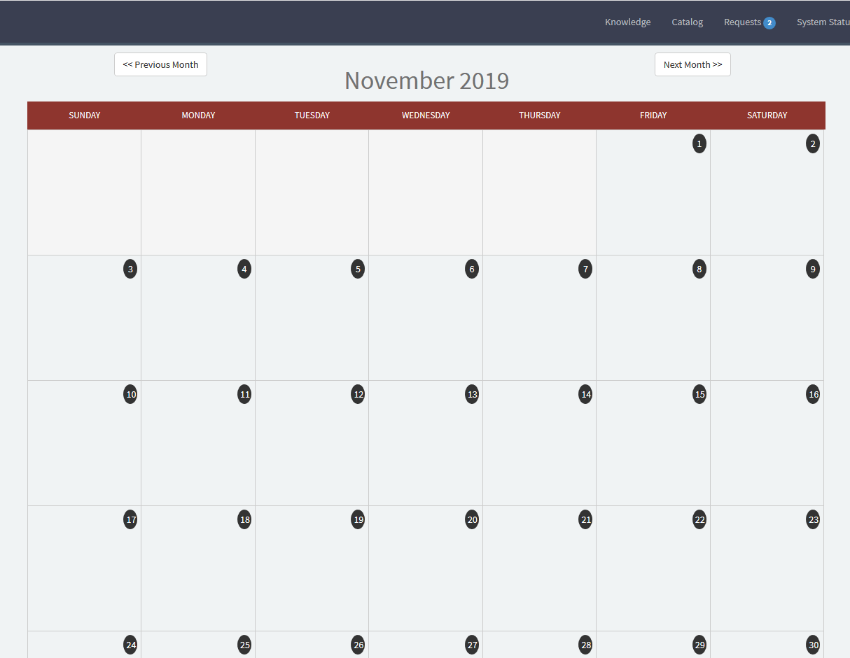 Static Monthly Calendar – snhackery