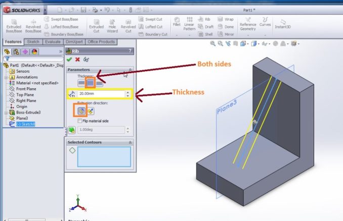 How to Use SolidWorks Rib Tool Feature in SolidWorks CAD Software