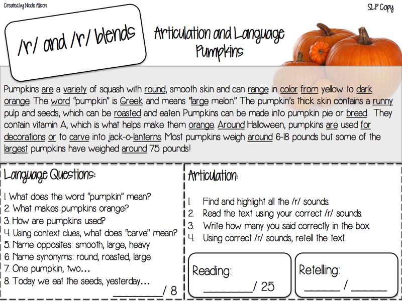 Nonfiction Texts Targeting Articulation & Language {Fall Edition} And ...