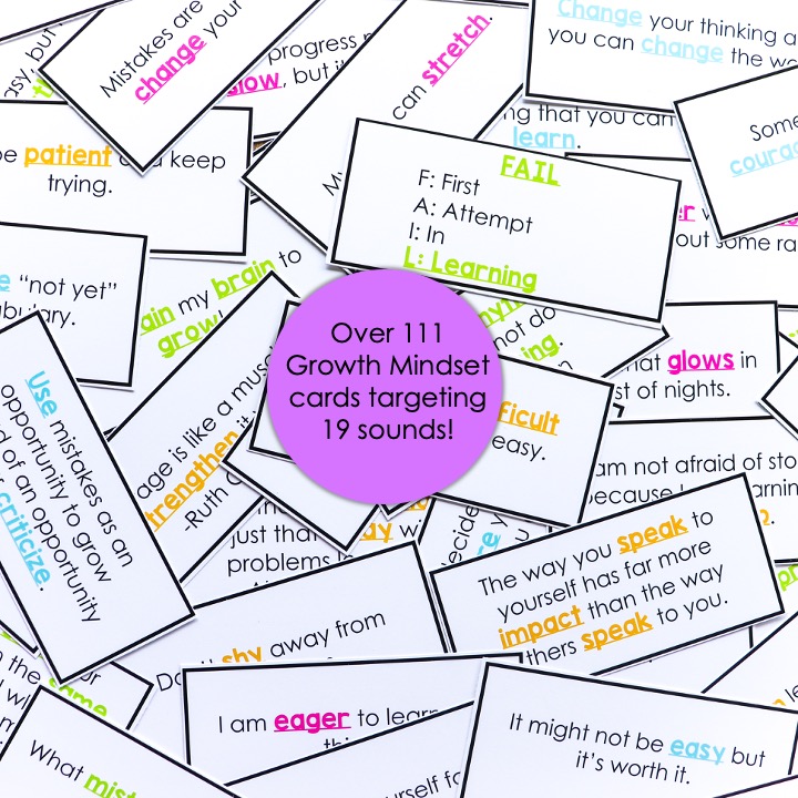 Growth Mindset Articulation Interchangeable Bulletin Set - Speech Peeps