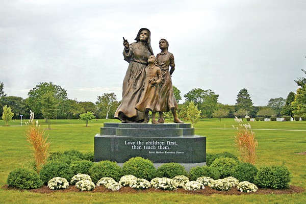 New statue of Saint Mother Theodore Guerin with children dedicated