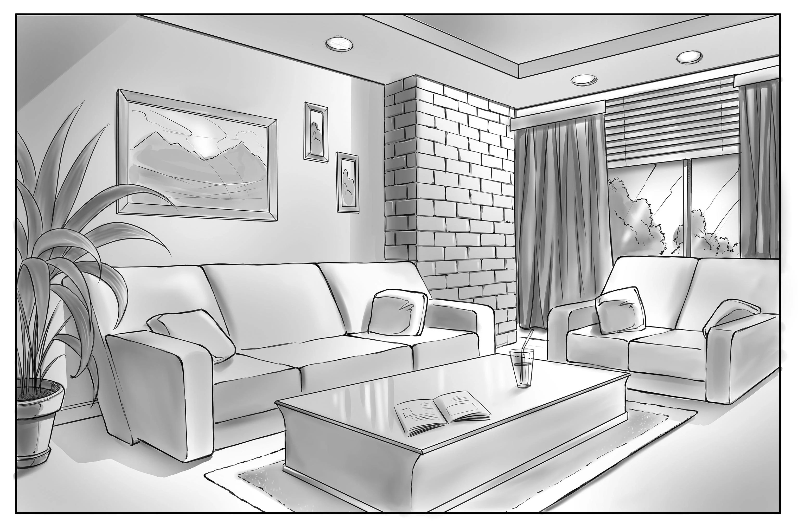 How To Draw An Interior Perspective Of A Room | Psoriasisguru.com