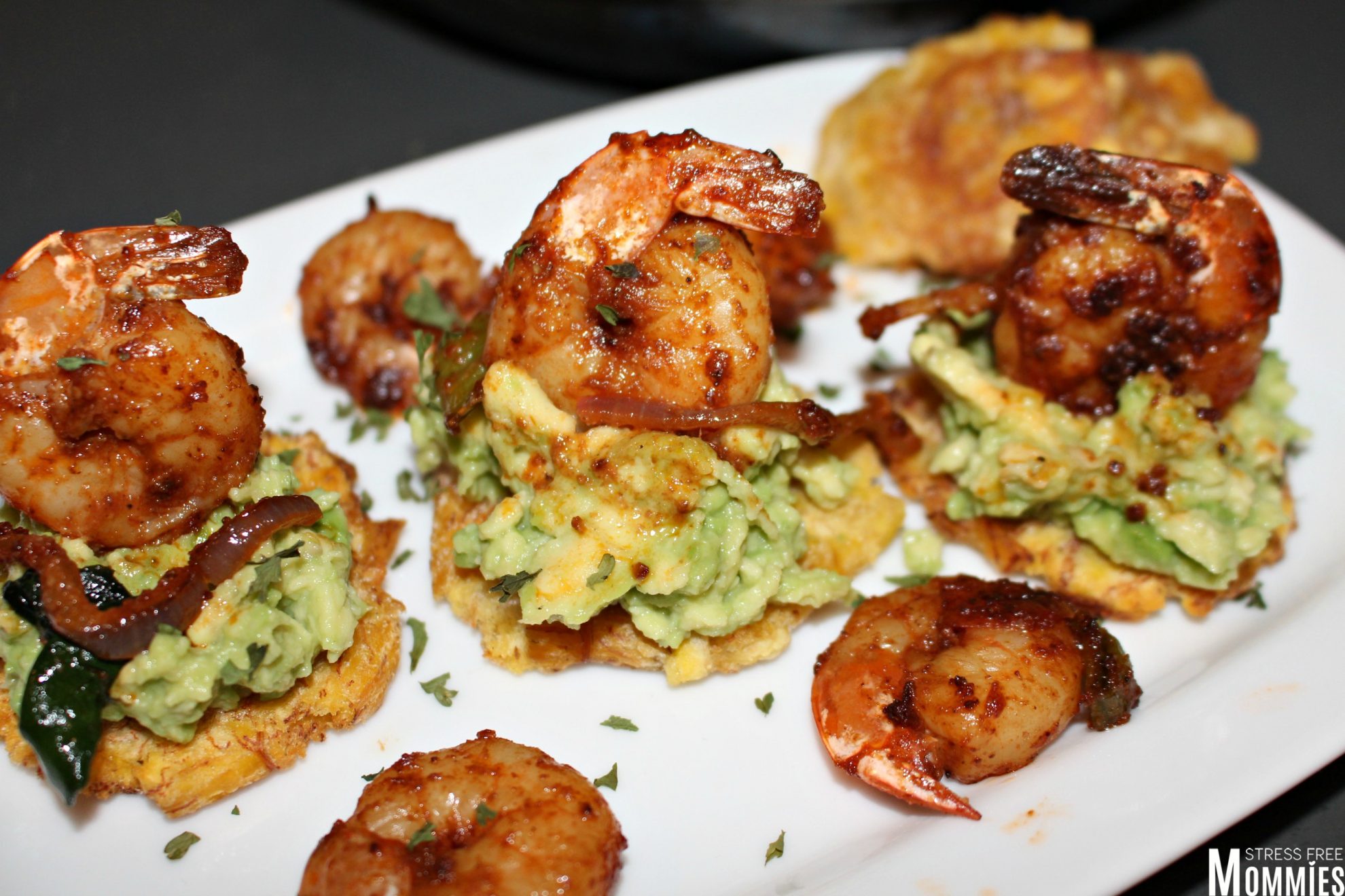 Tostones Stuffed With Shrimps And Avocado - Stress Free Mommies