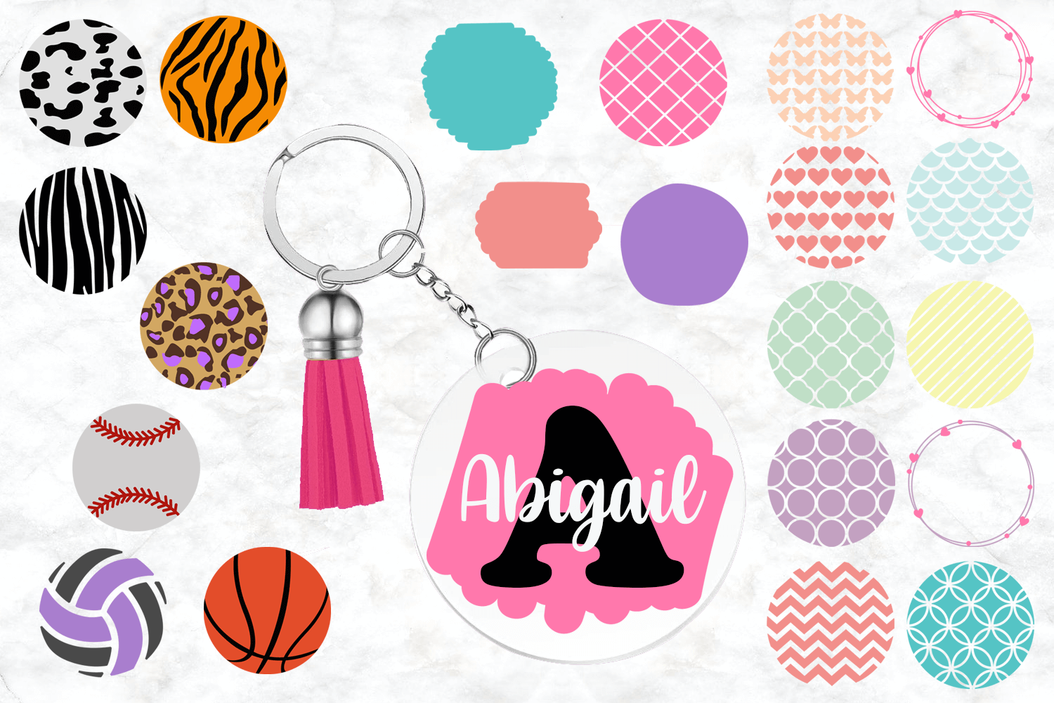 Round Acrylic Keychain Patterns - Free SVG Files