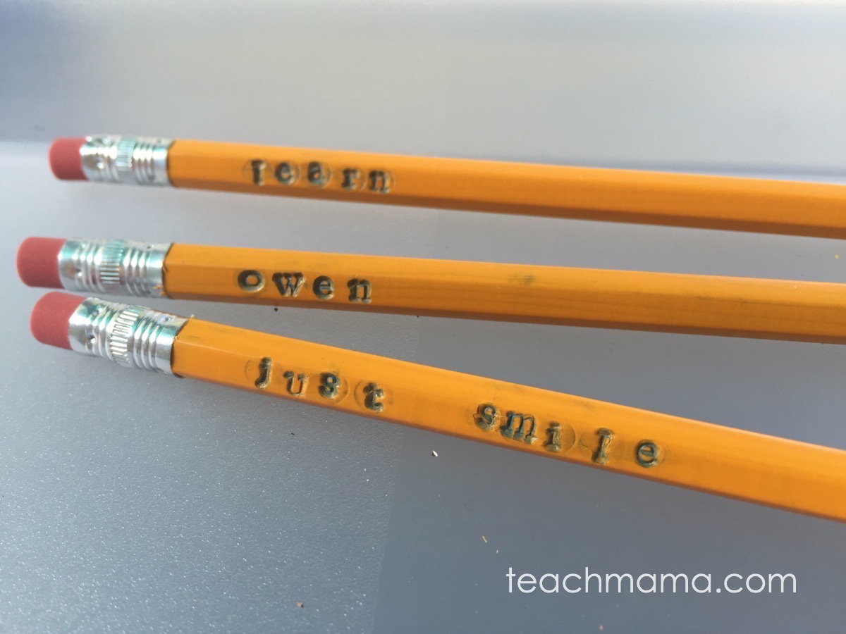 easy homemade stamped pencils: plain pencils go from boring to BAM!