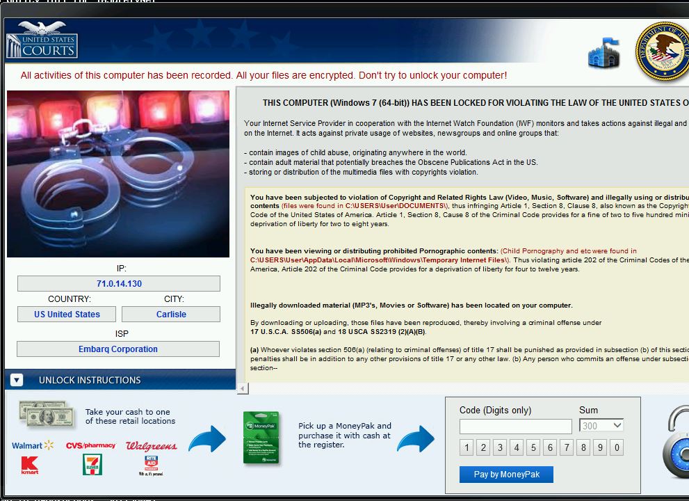 Removal Guide for the Ransomware MoneyPak Virus,Trojan:Win32/Urausy.C ...