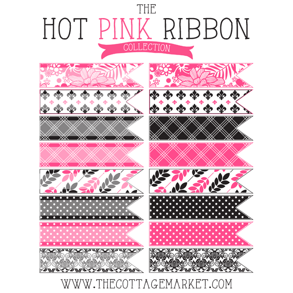 Free Hot Pink And Toile Digital Ribbons (The Gate House Collection ...