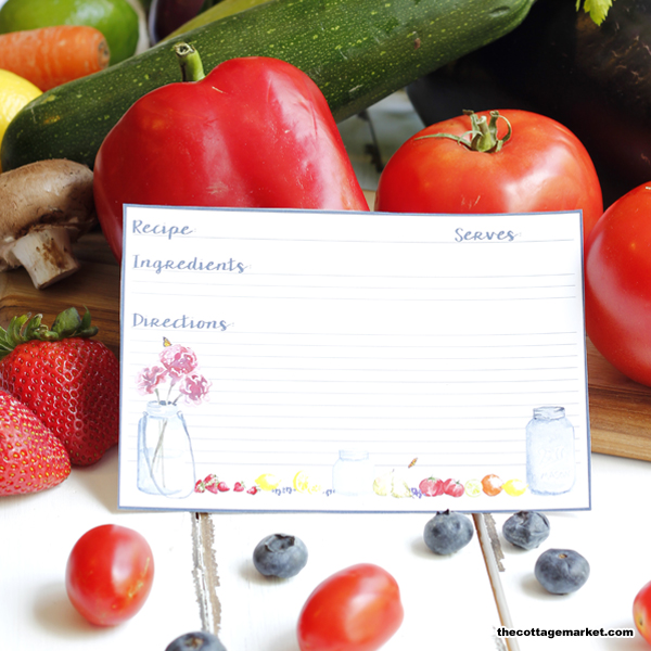 Free Printable Mason Jar Recipe Cards - The Cottage Market