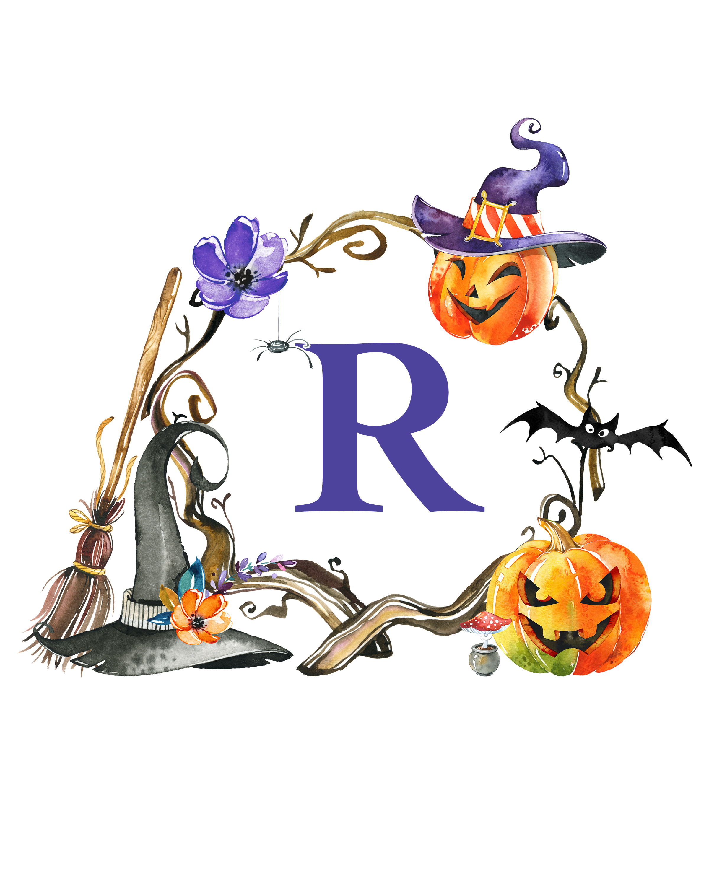 Free Printable Farmhouse Halloween Monograms and More! - The Cottage Market