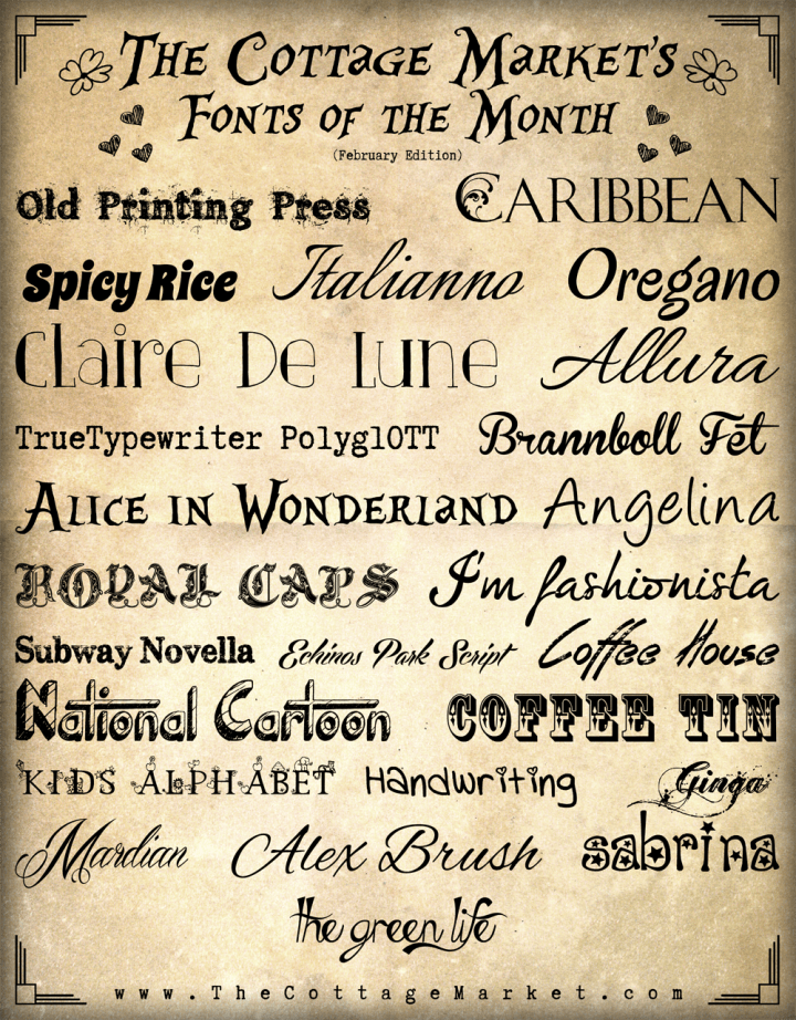 Fabulous Free Fonts for February - The Cottage Market
