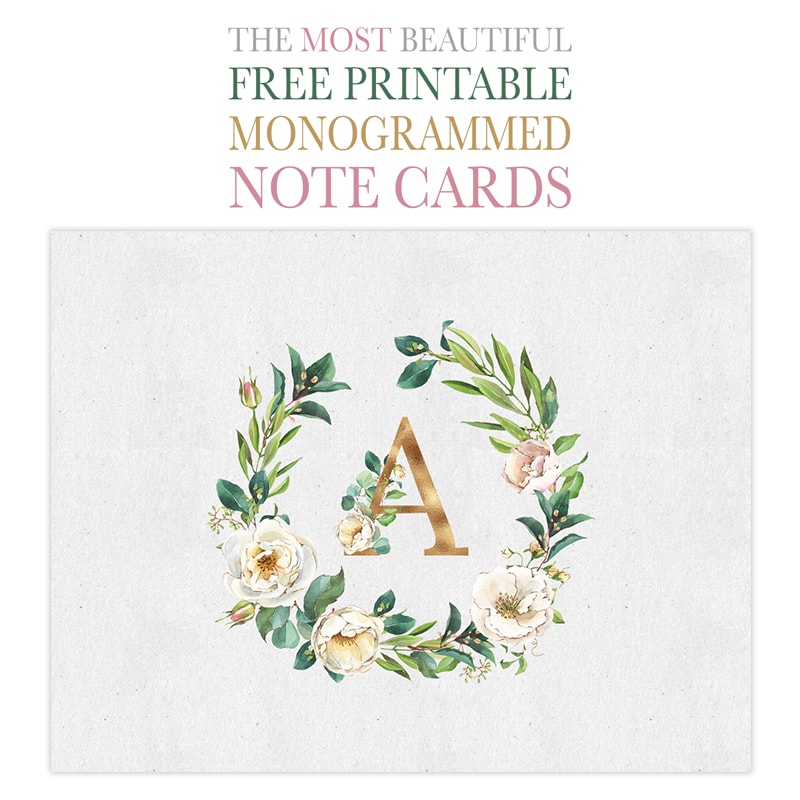 The Most Beautiful Free Printable Monogrammed Note Cards - The Cottage ...