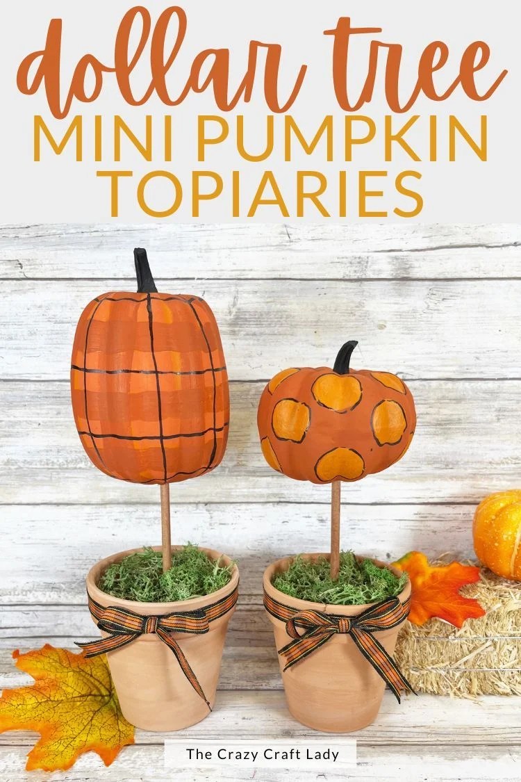 Dollar Store Craft: Clay Pot and Mini Pumpkin Topiary