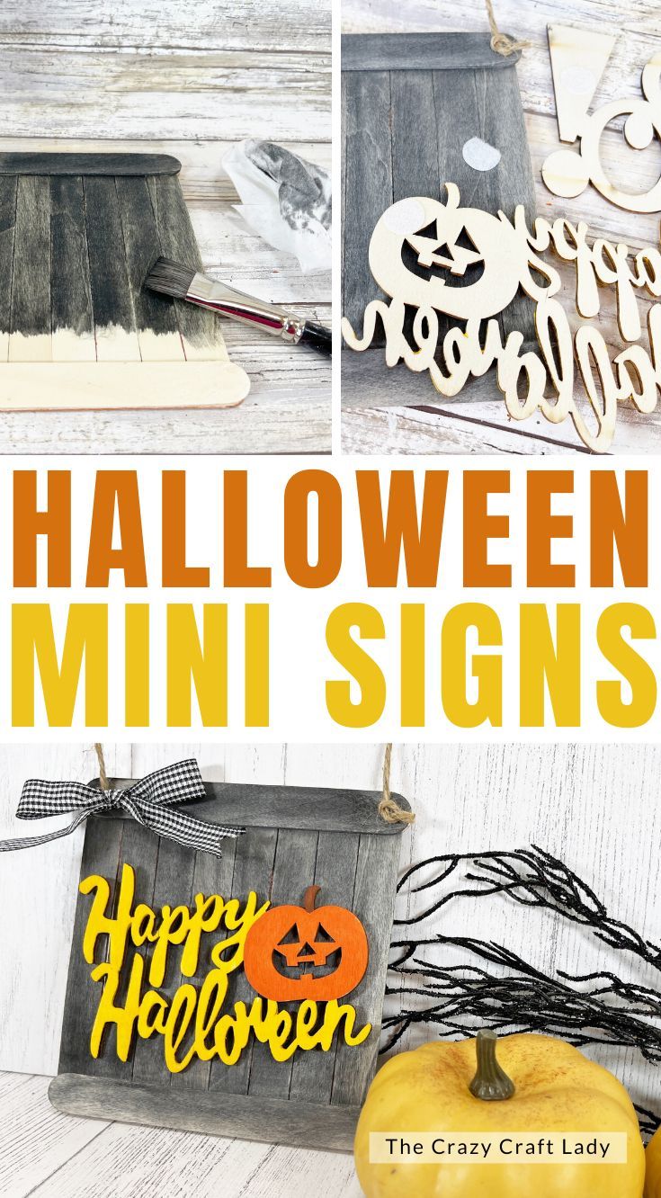 DIY Halloween Mini Signs - Made from Wooden Craft Sticks