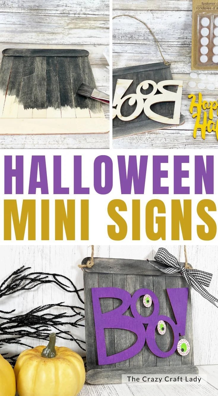 DIY Halloween Mini Signs - Made from Wooden Craft Sticks