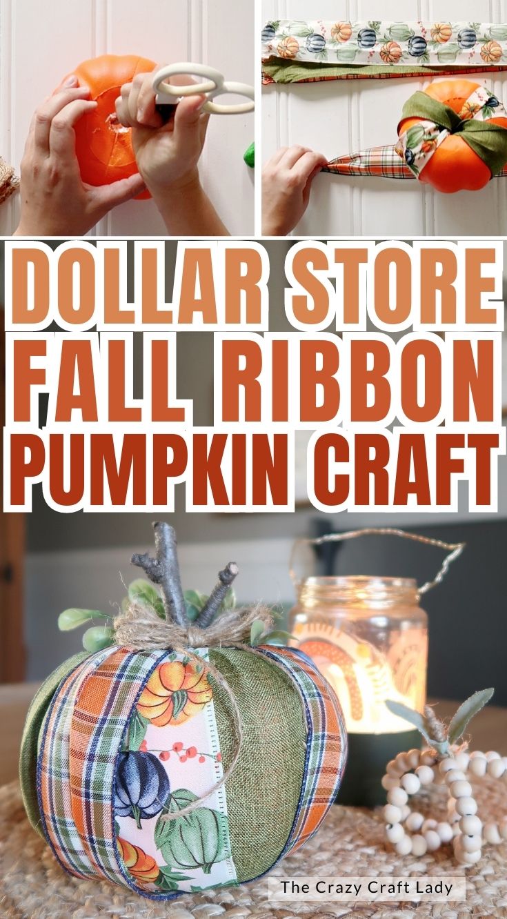 Dollar Store DIY Ribbon Pumpkin Craft - The Crazy Craft Lady