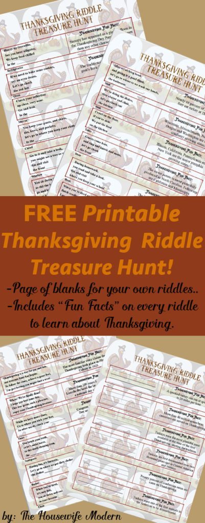 Free Printable Thanksgiving Riddle Treasure Hunt: 18 Mix-and-Match Clues