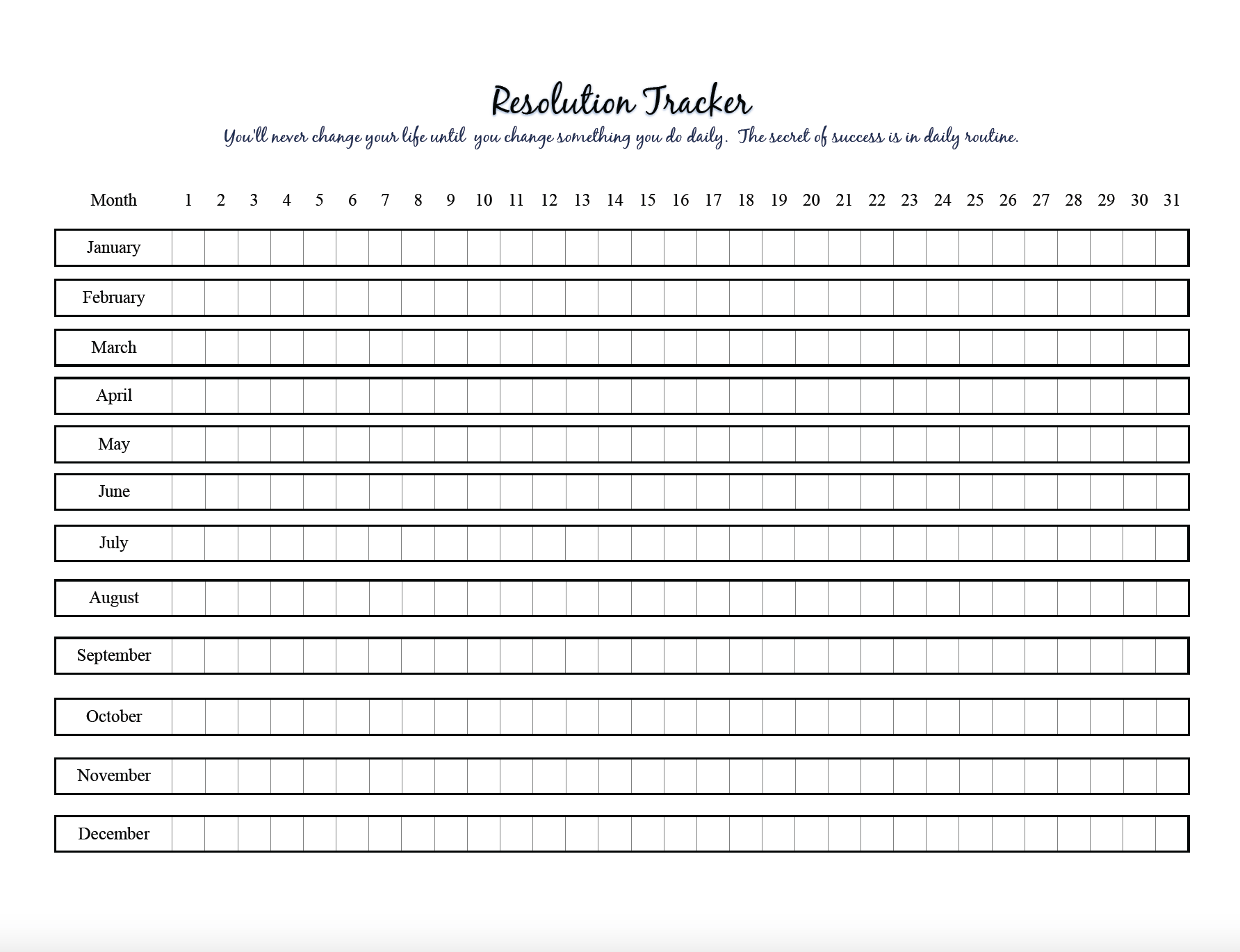 Free Printable Resolution Trackers & How to Start the New Year Off Right