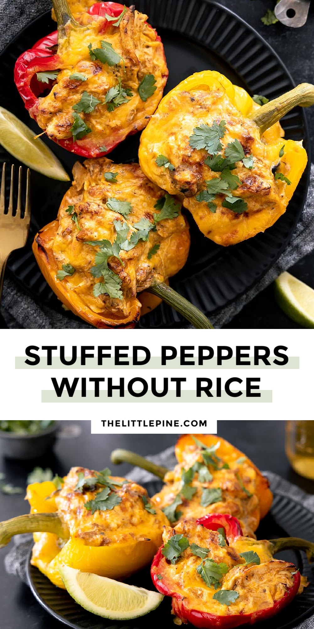 Salsa Verde Stuffed Peppers without Rice - Little Pine Kitchen