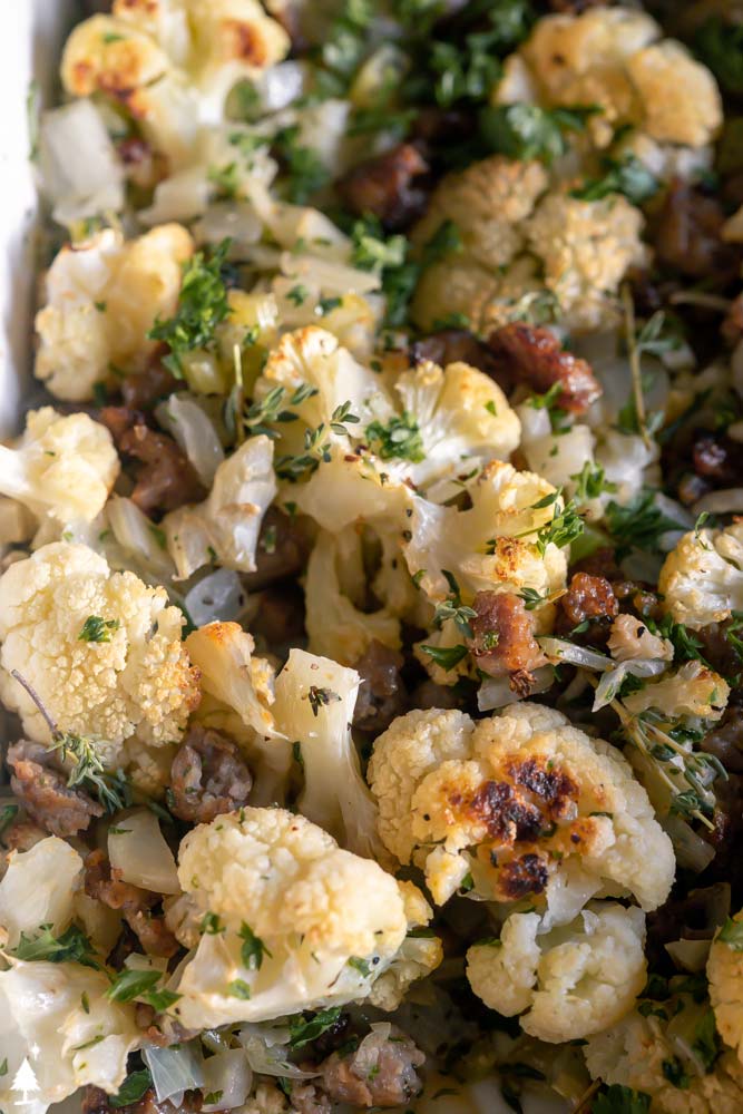 Paleo and Keto Cauliflower Stuffing - Little Pine Kitchen