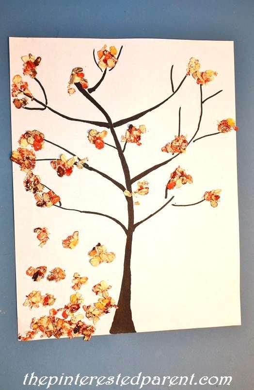 Colored Oats Fall Tree Craft – The Pinterested Parent