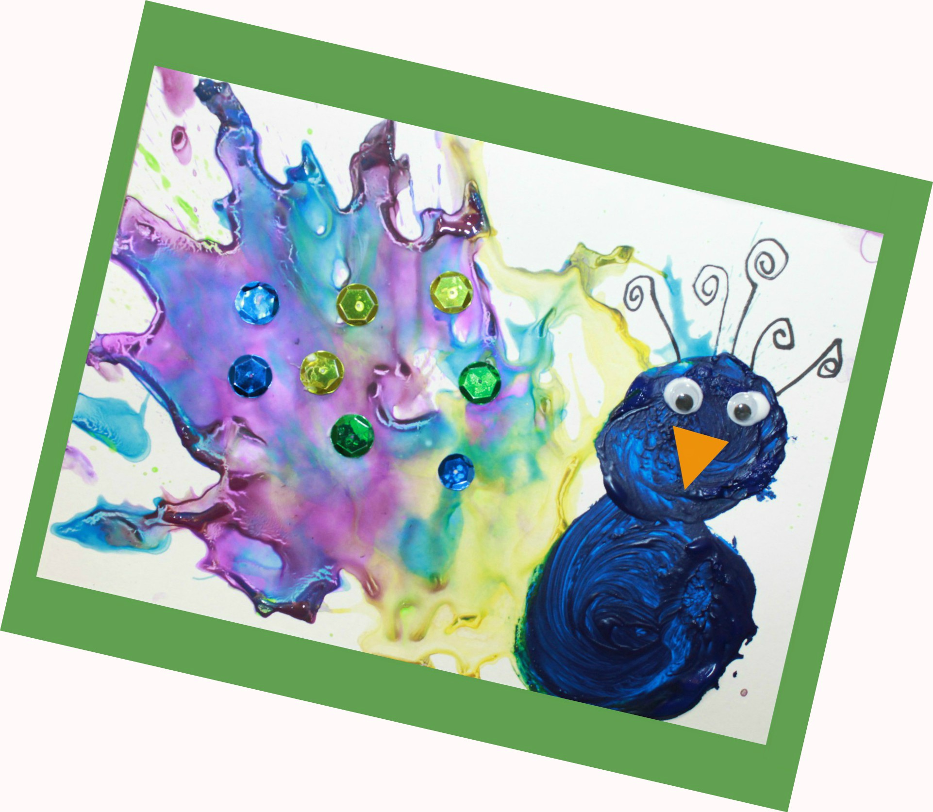 Straw Blown Peacock Painting – The Pinterested Parent