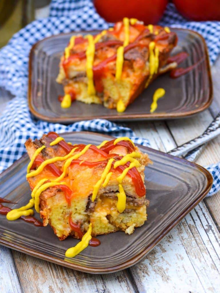Cheeseburger Bread Pudding - The Quicker Kitchen
