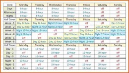Continental Rotating Shift Schedule Template Excel Templates 1 Resume Examples