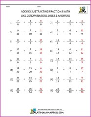 Adding And Subtracting Fractions With Unlike Denominators Worksheet