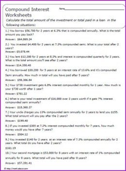 Simple And Compound Interest Word Problems Worksheet With Answers 