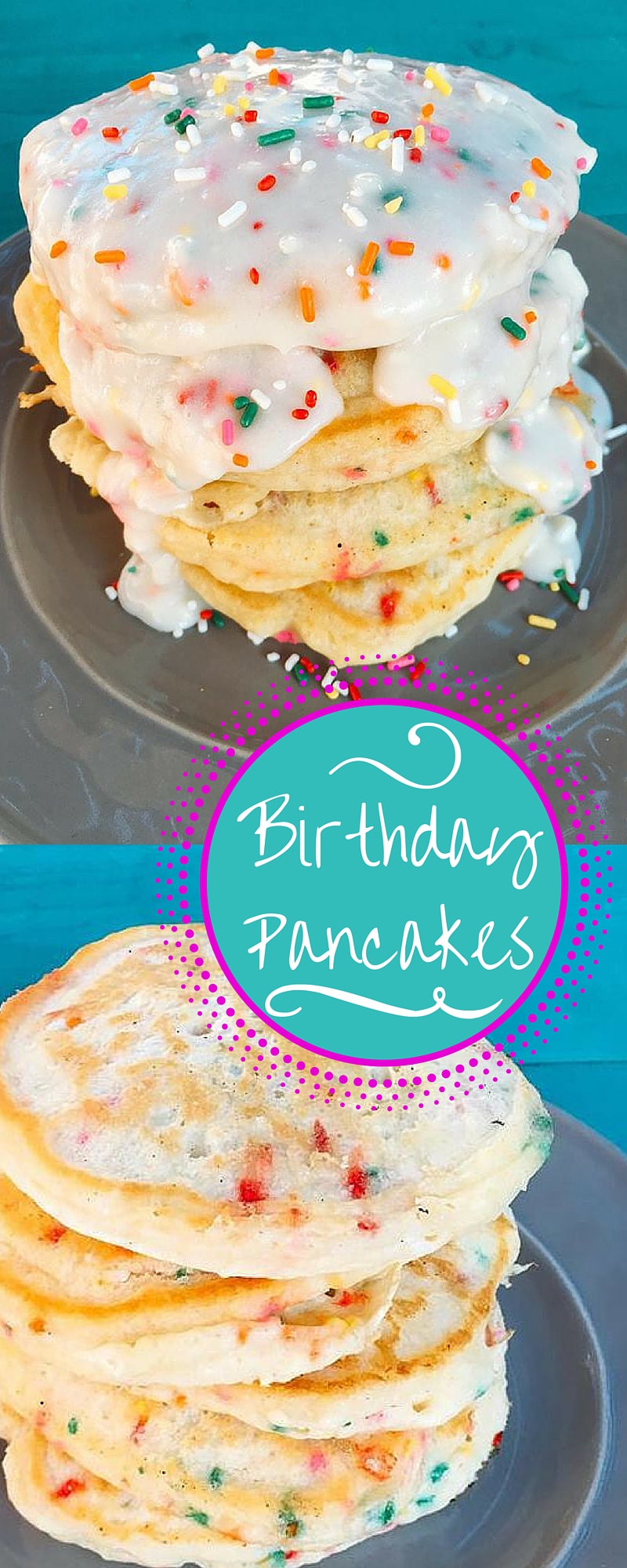 Birthday Pancakes with Cream Cheese Glaze - Three Olives Branch