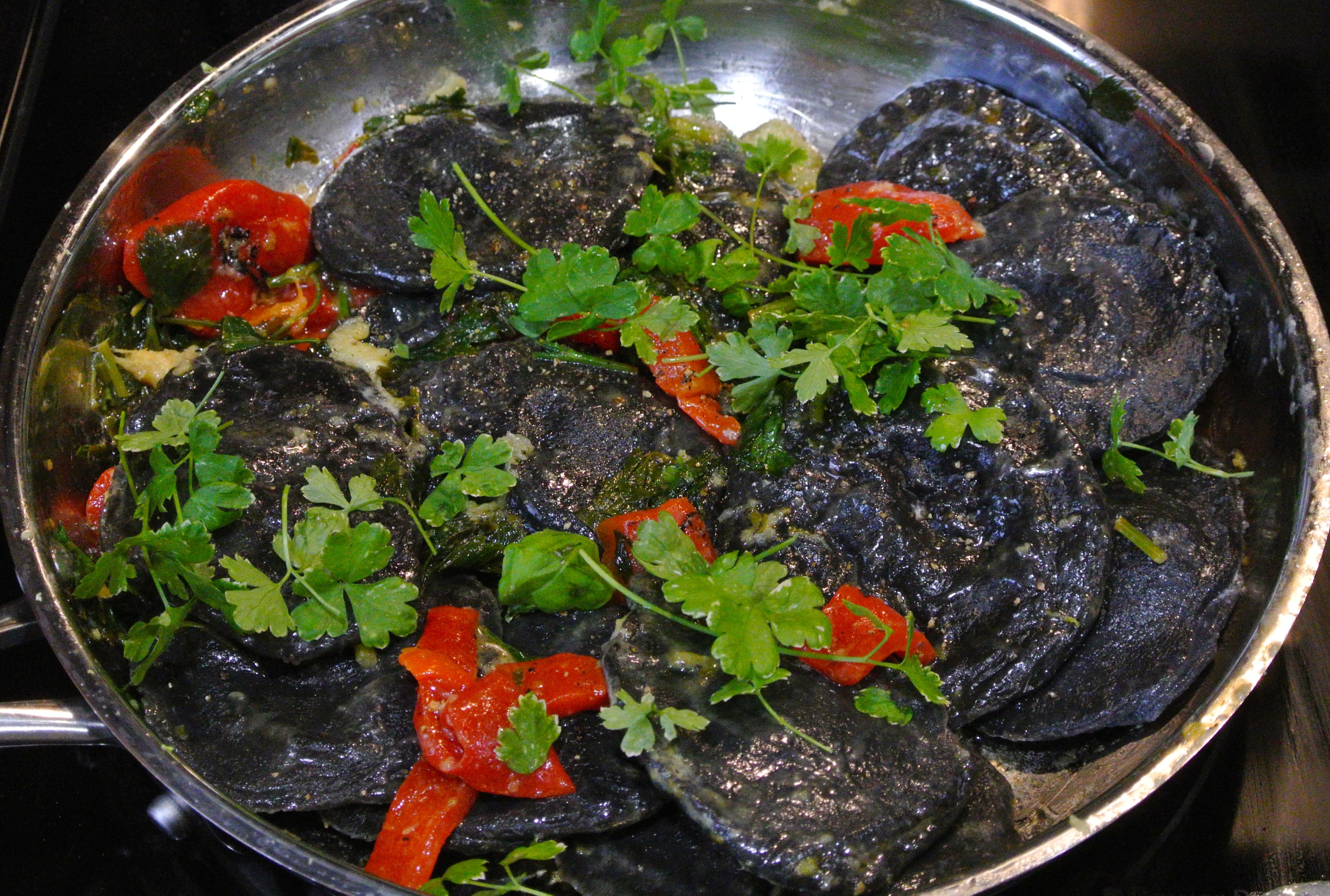 Dill and Salmon stuffed Squid Ink Ravioli | Toasty Cupboard