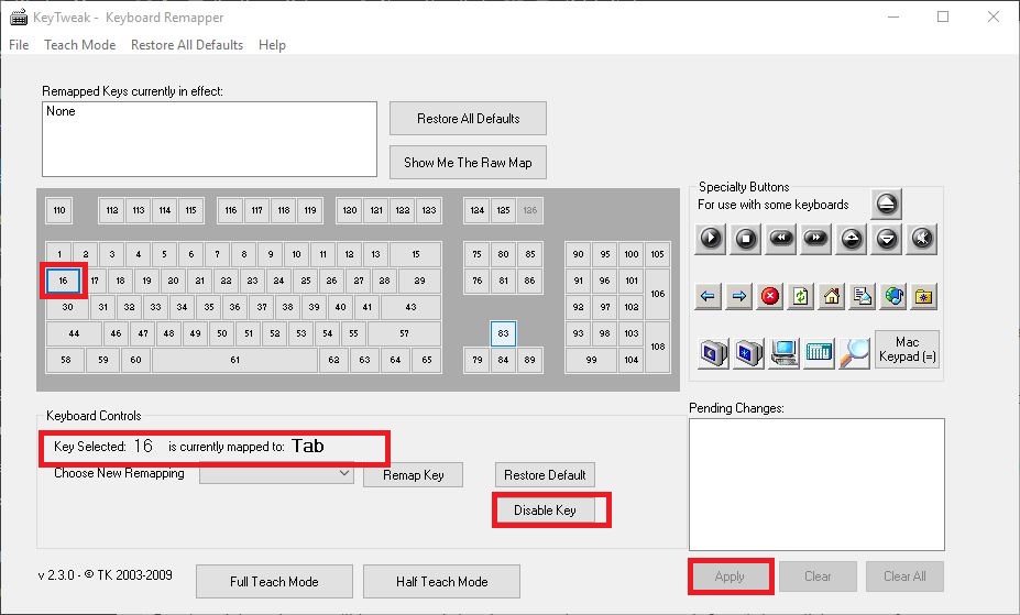 How to disable a specific button on the keyboard on Windows