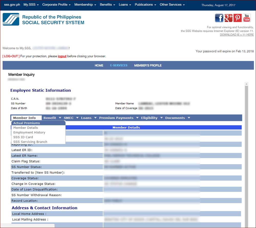 How to Check SSS Contribution Online - 3 Easy Steps with Screenshots ...