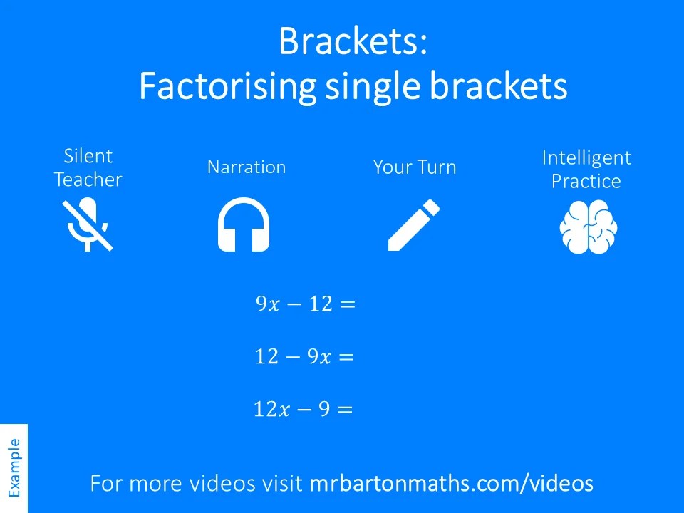 Factorising into a single bracket – Variation Theory