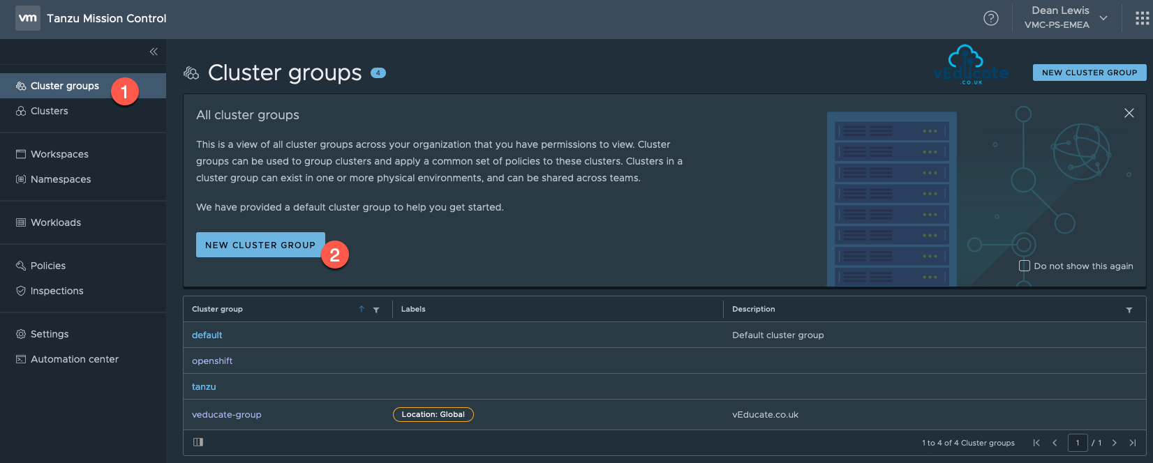 VMware Tanzu Mission Control – Getting started with your first cluster ...