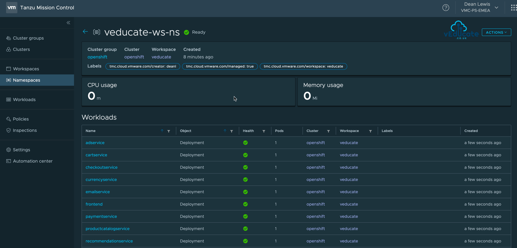 VMware Tanzu Mission Control – Workspaces and Policies – Veeam ...