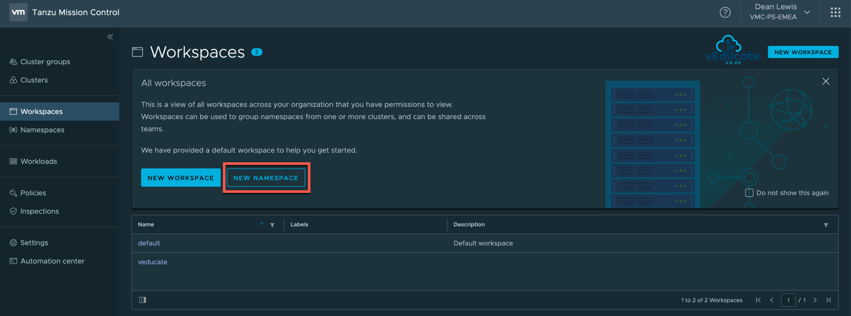 VMware Tanzu Mission Control – Workspaces and Policies – Veeam ...
