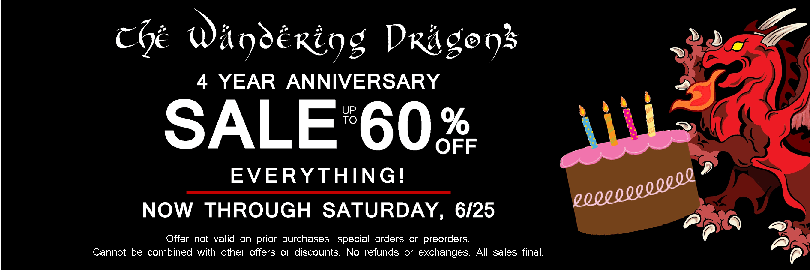 The Wandering Dragon's 4 Year Anniversary Sale! - Wandering Dragon Game ...