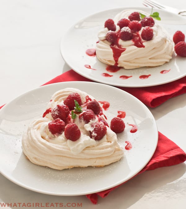Meringue Hearts With Whipped Cream And Raspberries - What A Girl Eats