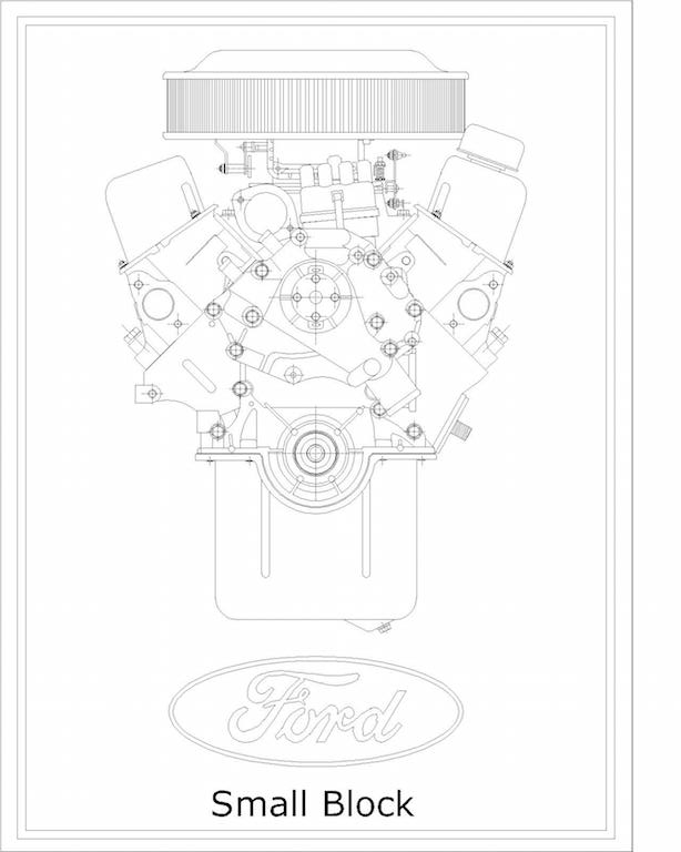 V8 Engine Technical Drawing Prints – Whengparts