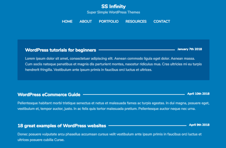 Super Simple Wordpress Theme - SS Infinity | WP Missing