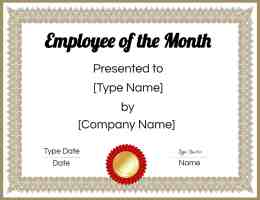 Free Employee Of The Month Certificate Template Word