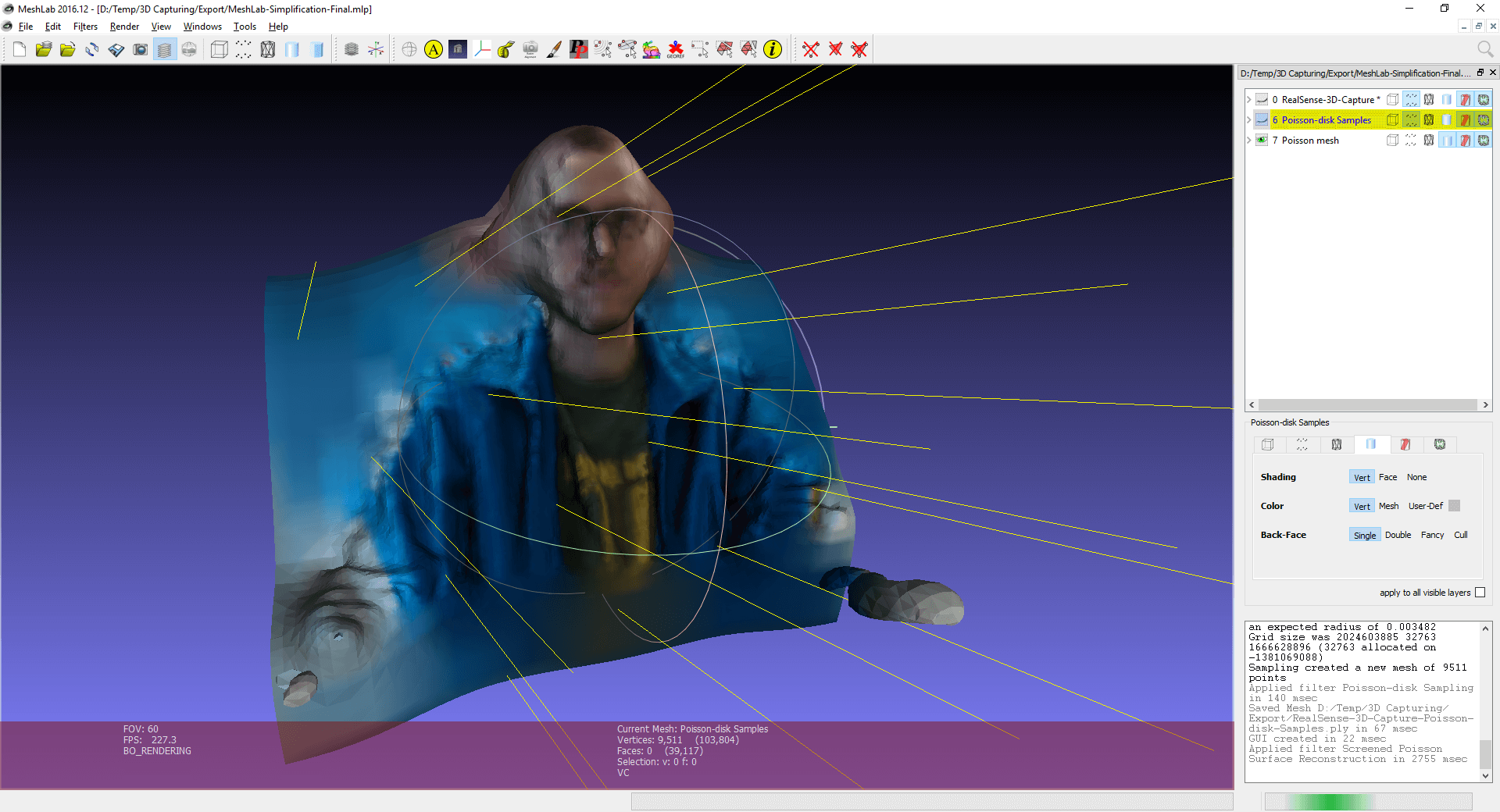 Capturing A 3d Point Cloud With Intel Realsense And Converting To A Mesh With Meshlab