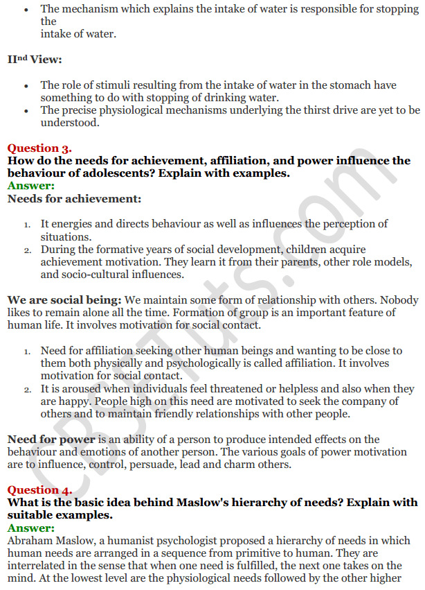 NCERT Solutions for Class 11 Psychology Chapter 9 Motivation And Emotion - CBSE Tuts