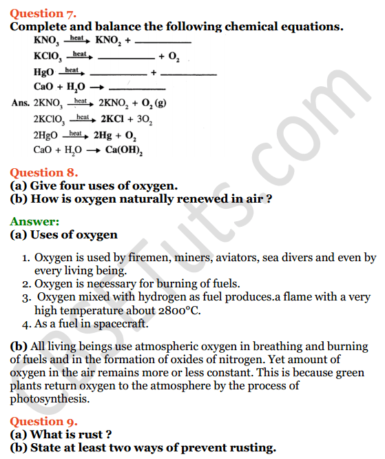 Selina Concise Chemistry Class 7 ICSE Solutions Chapter 7 Air and ...