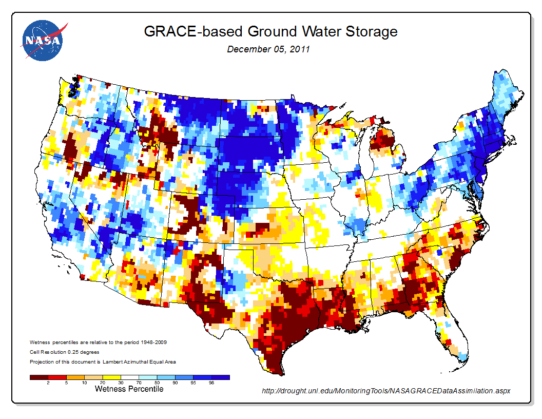 Map: NASA Shows Big Dip in U.S. Groundwater Regionally, Especially Near ...