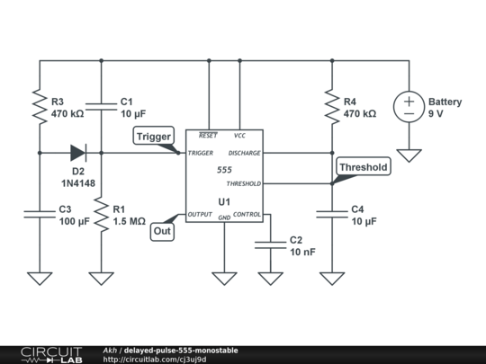 Delay Circuit With 555 Timer Circuit Diagram