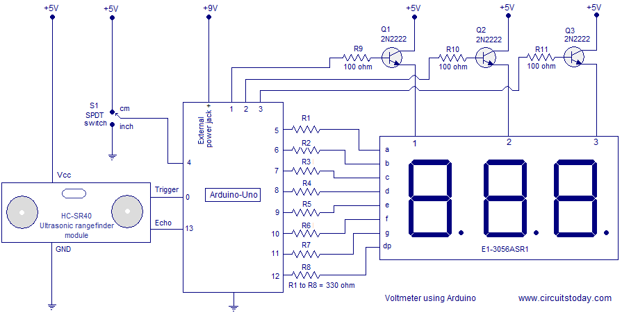 Ultrasonic Distance Meter Using Microcontroller Circuit Diagram - Circuit Diagram